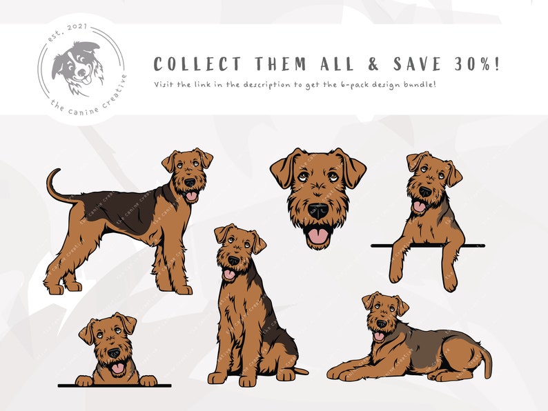 Airedale SVG Airedale Terrier PNG Welsh Terrier Art Dog - Etsy