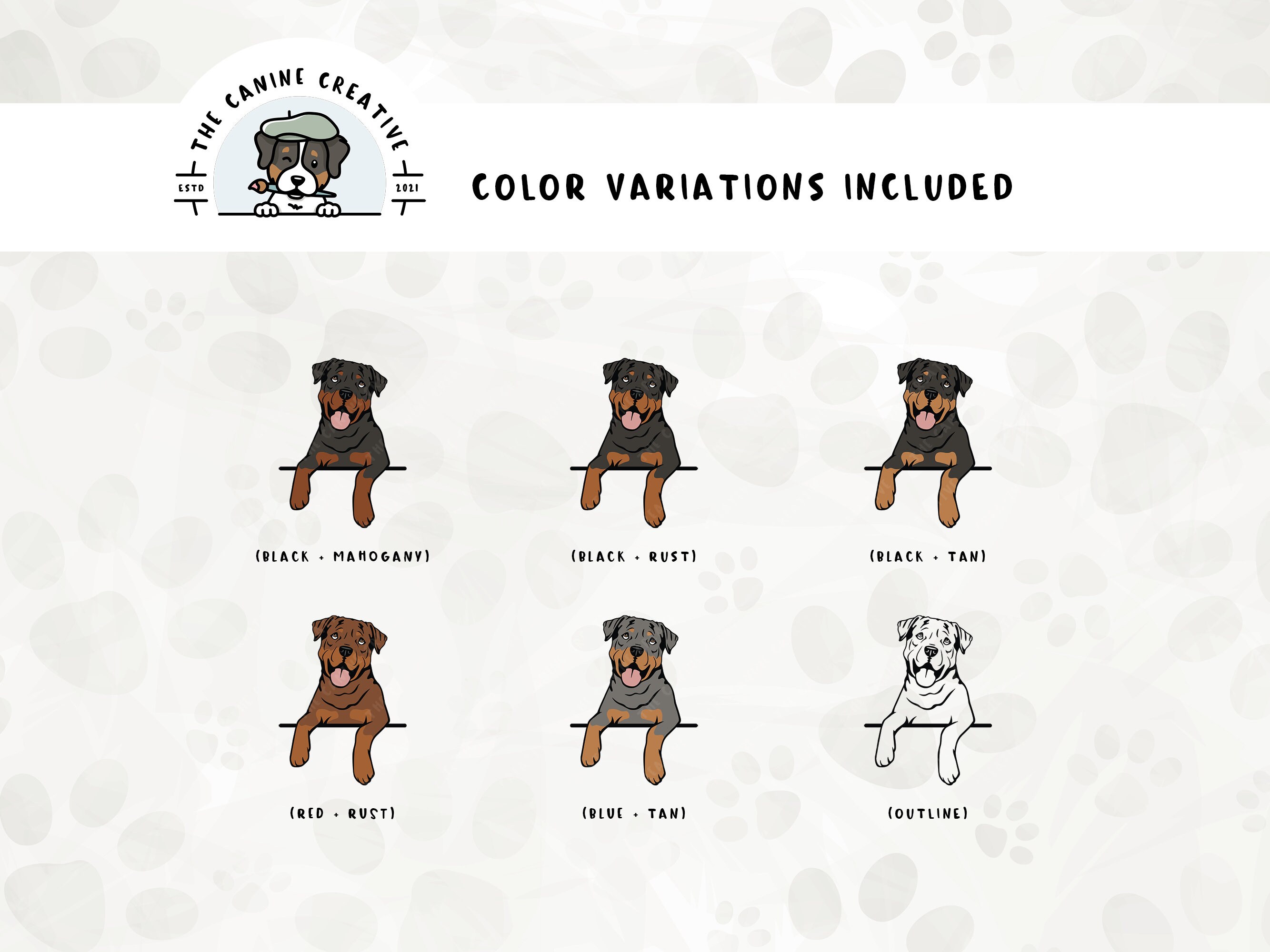 Rottweilers SVG, Rottweiler PNG, Peeking Dog #2 Illustration, Rottie ...