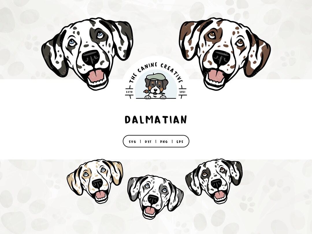 Dalmatians SVG, Dalmation PNG, Dalmatian Clipart, Dog Face Illustration ...