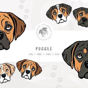 Puggle SVG, Beagle Pug Mix Breed Clipart, Dog Face Design, Puggle Art ...