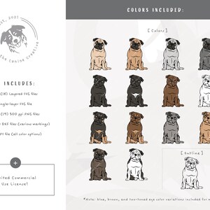 Pug SVG, Dog Sitting Design, Brindle Pug Clip Art, Fawn Pug ...