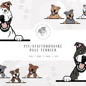 Pit Bull SVG, Staffordshire Dog PNG, Peeking Dog Design #1, Layered ...