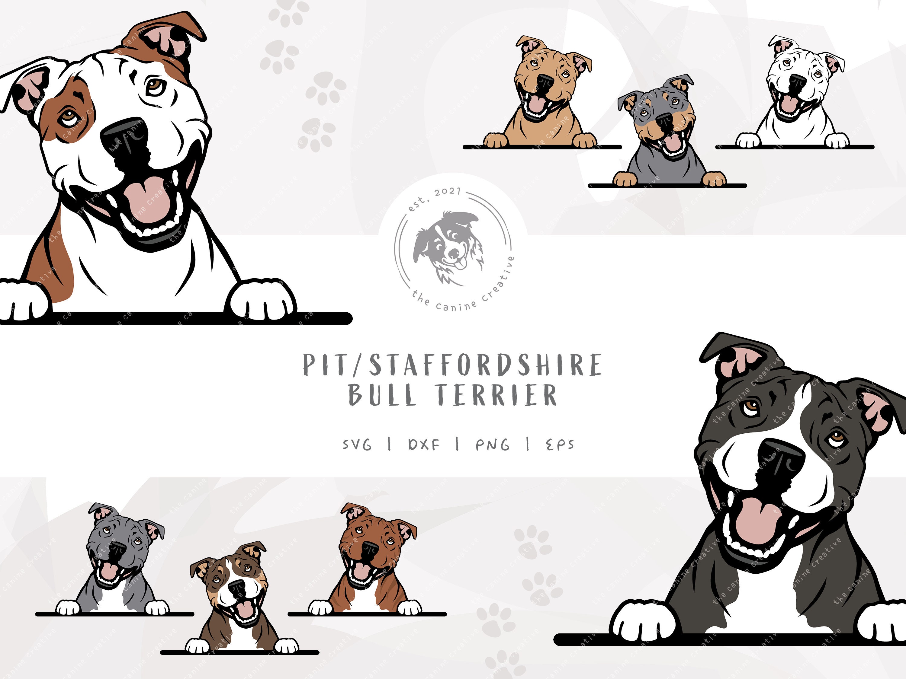 Pit Bull SVG, Staffordshire Dog PNG, Peeking Dog Design #1, Layered ...