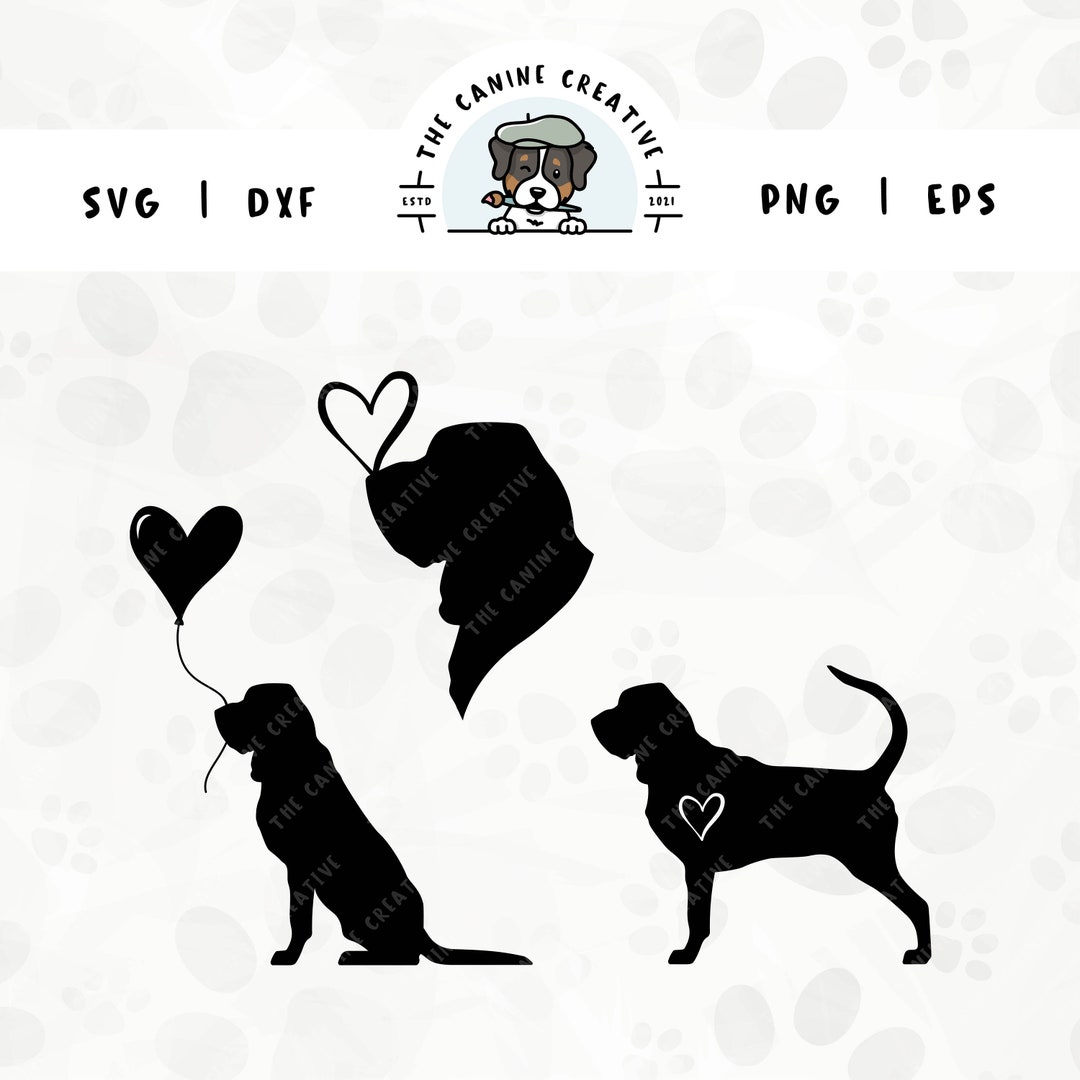 Bloodhound SVG Bundle | Hound Dog Heart Silhouette Clipart | DIY Gift ...