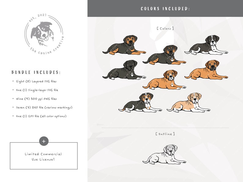 Puggle SVG, Beagle Pug Mix Breed Clipart, Dog Laying Down Design ...