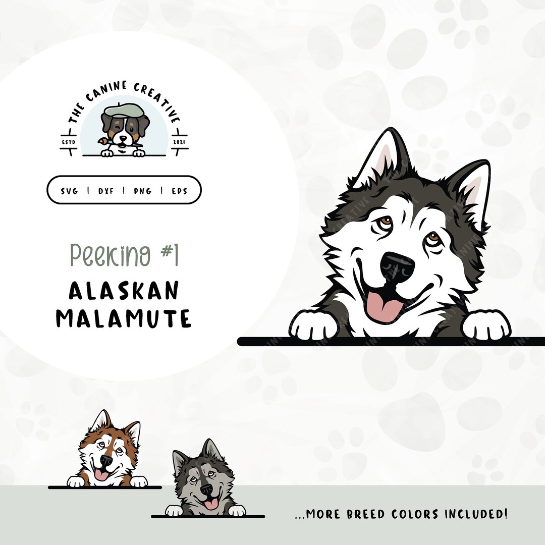 Peeking Alaskan Malamute SVG 1 Mally Clipart PNG Mal Puppy Design ...