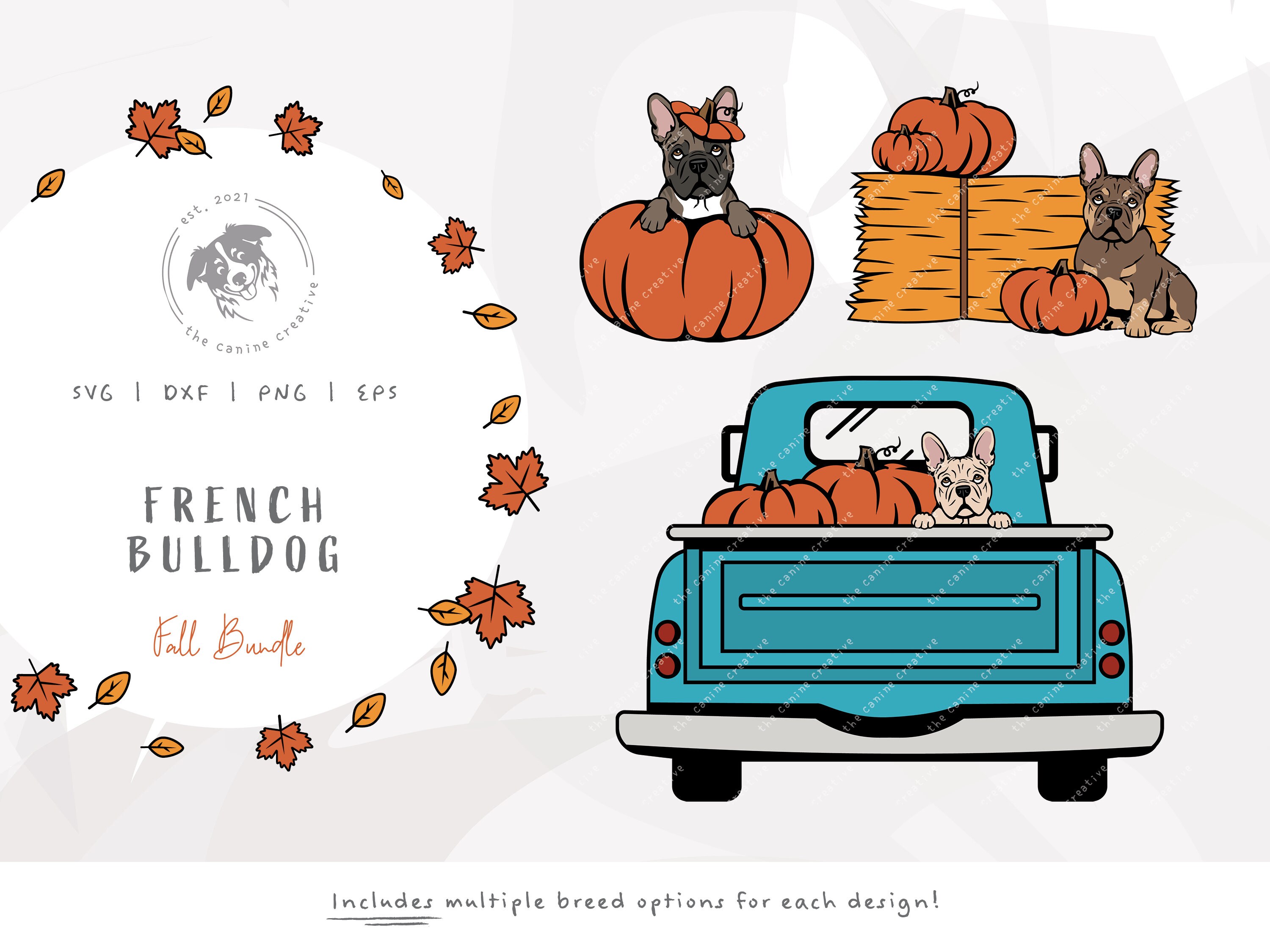 Fall SVG Frenchie SVG Pumpkins Png Hay Bale Svg Harvest - Etsy