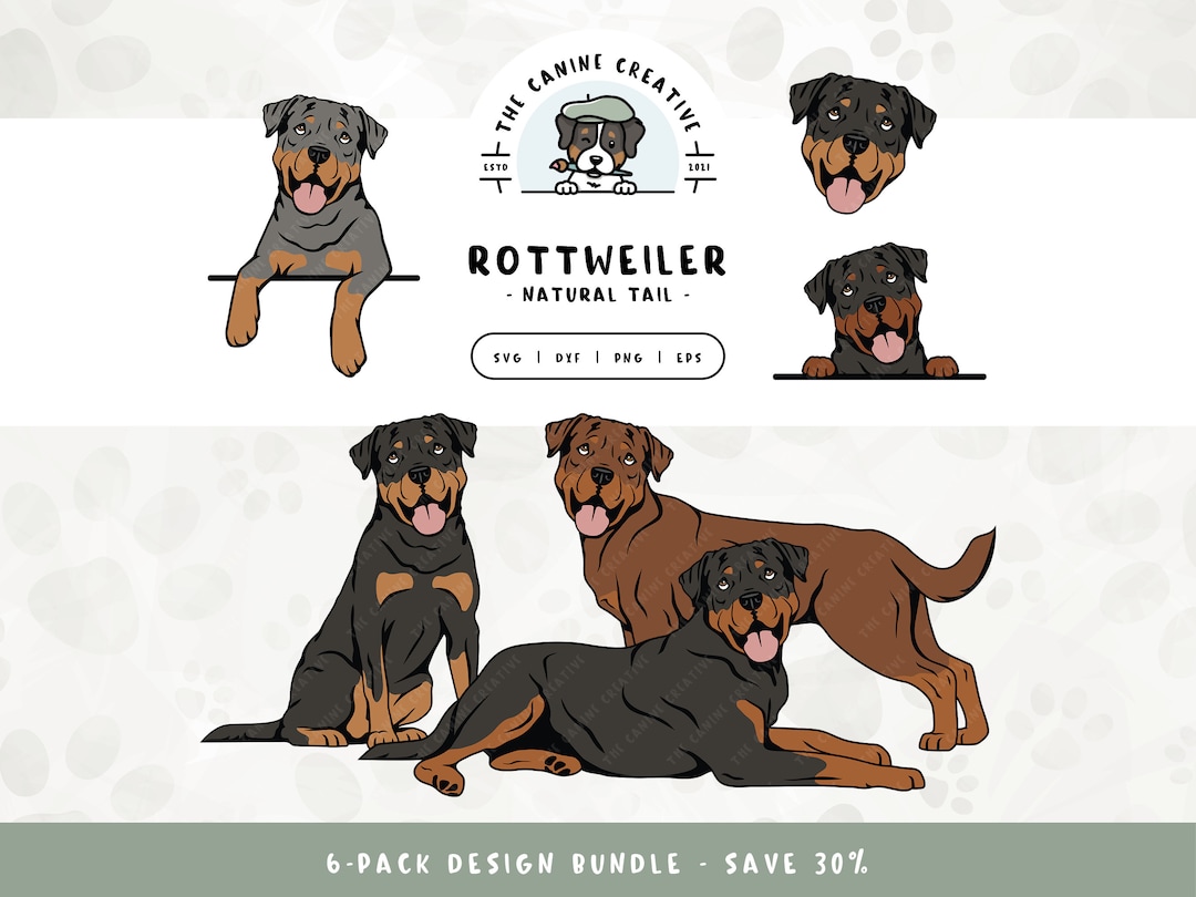 Rottweilers SVG, Natural Tail Rottweiler PNG, Rottie Face Clipart ...
