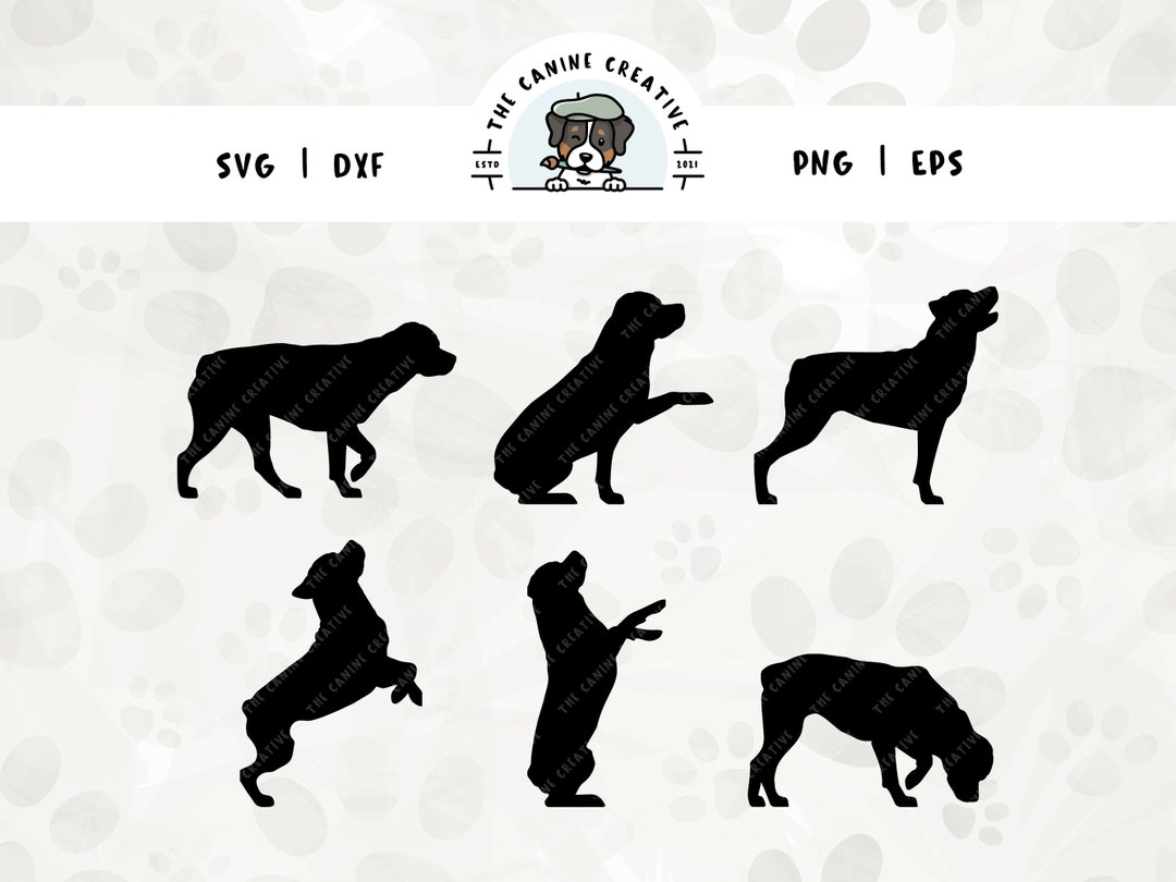 Docked Tail Rottweilers SVG Bundle, Dog Breed Silhouette, Walking ...