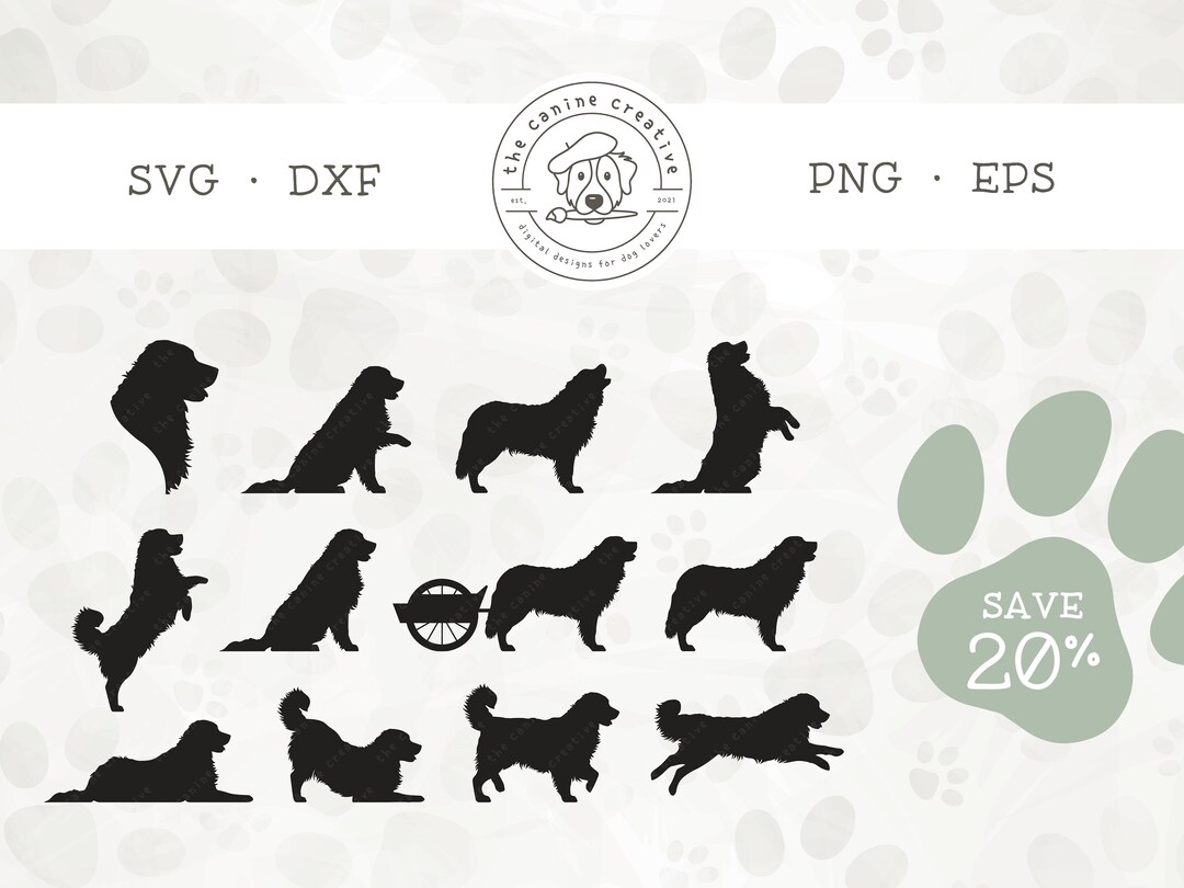 Bernese Mountain Dog SVG Bundle, Berner Silhouette Clipart, Dog Breed ...
