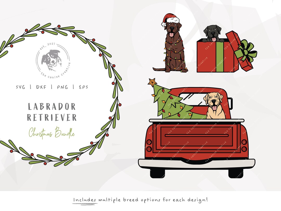Labrador SVG Christmas, Lab Dog SVG, Gift Box Png, Dog Santa Hat Art ...