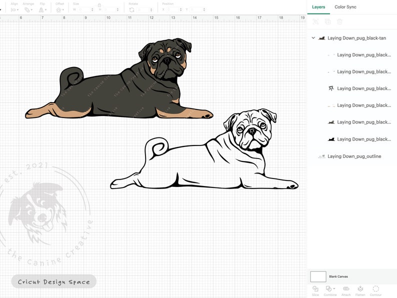 Pug SVG Dog Laying Down Design Brindle Pug Clip Art Fawn - Etsy