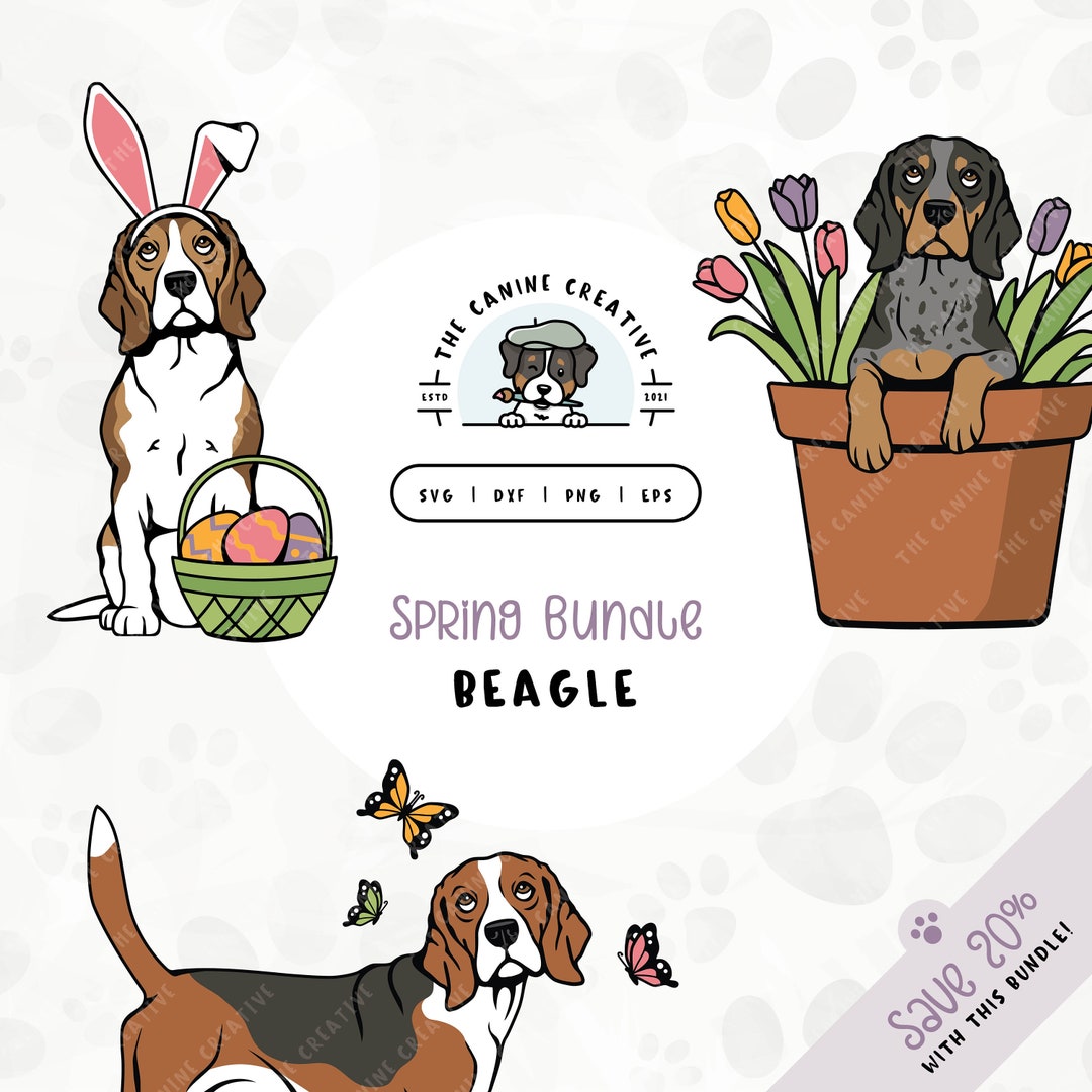 Spring SVG Bundle | Easter Dog PNG | Beagle Clipart | Hound Puppy in ...