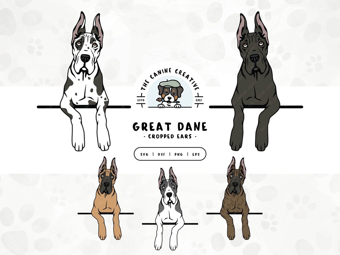 Great Dane SVG Cropped Ears, Peeking Dog Clipart #2, Hand Drawn Dogs ...