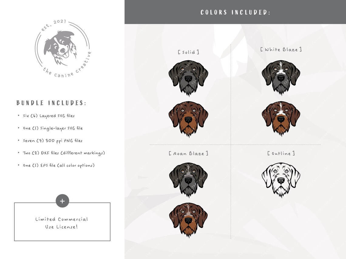 German Wirehaired Pointer SVG, GWP SVG, Dog Face Svg, German Wire Hair ...