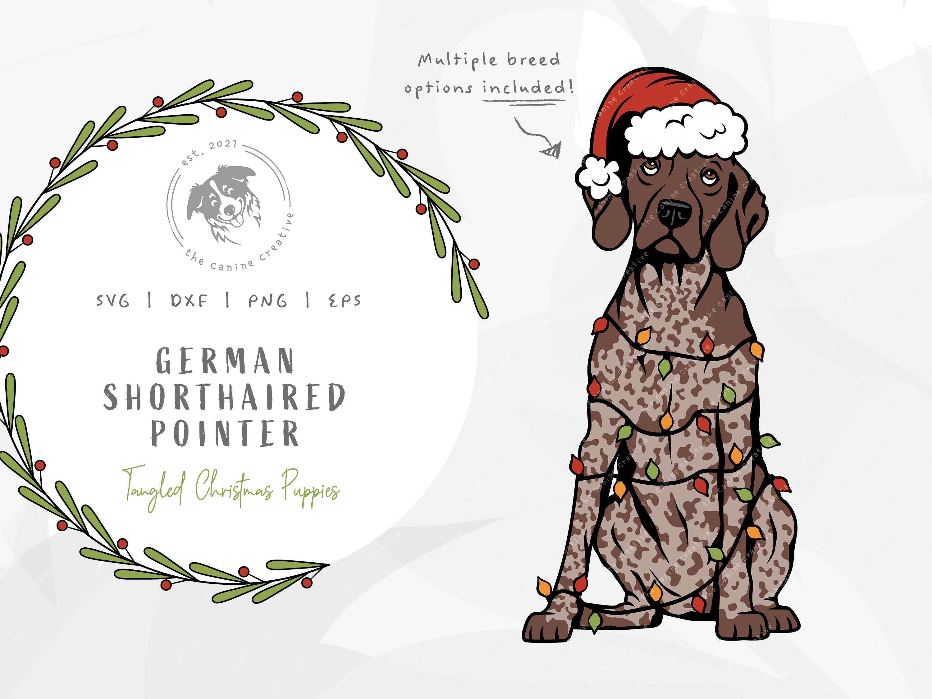 GSP Christmas SVG, German Shorthaired Pointer SVG, Tangled Christmas ...
