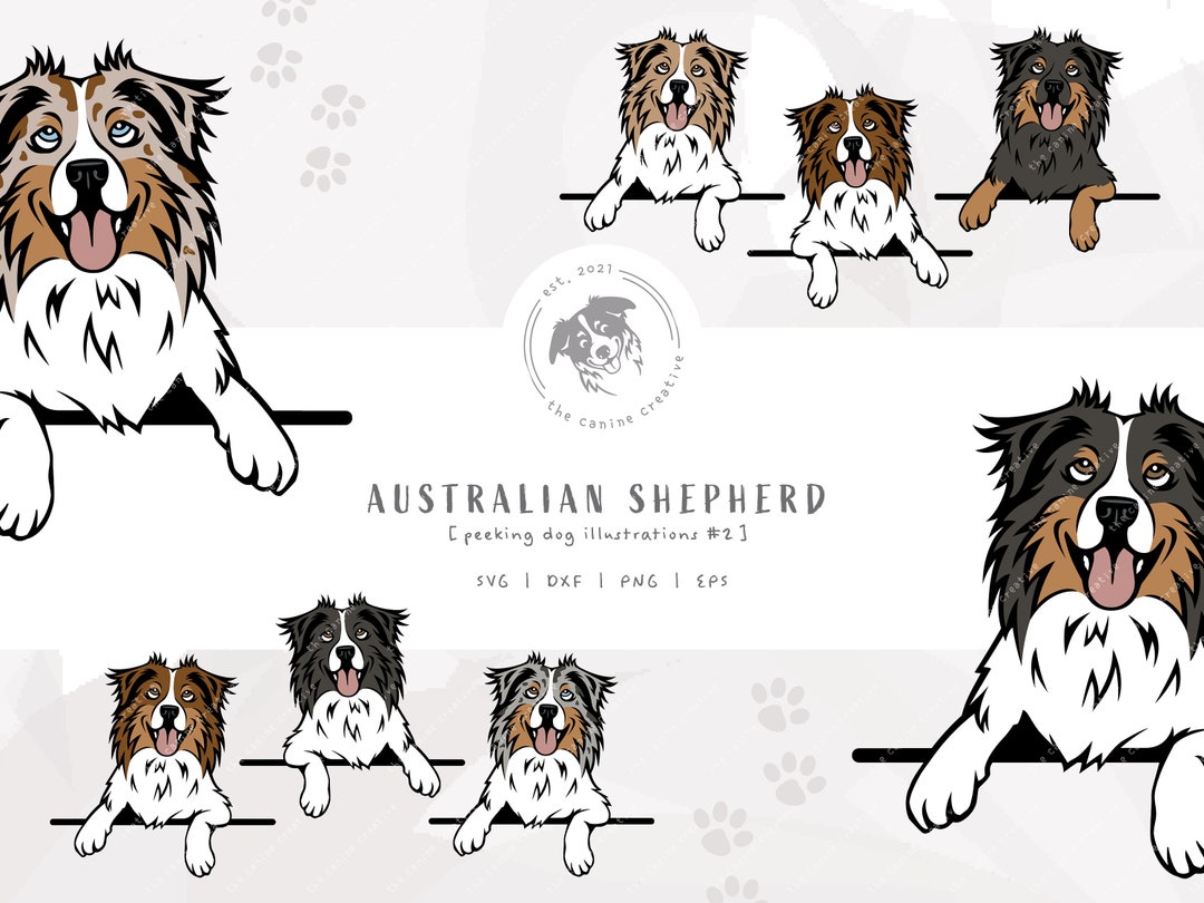 Australian Shepherd SVG Aussie SVG Peeking Dog SVG 2 Merle - Etsy UK