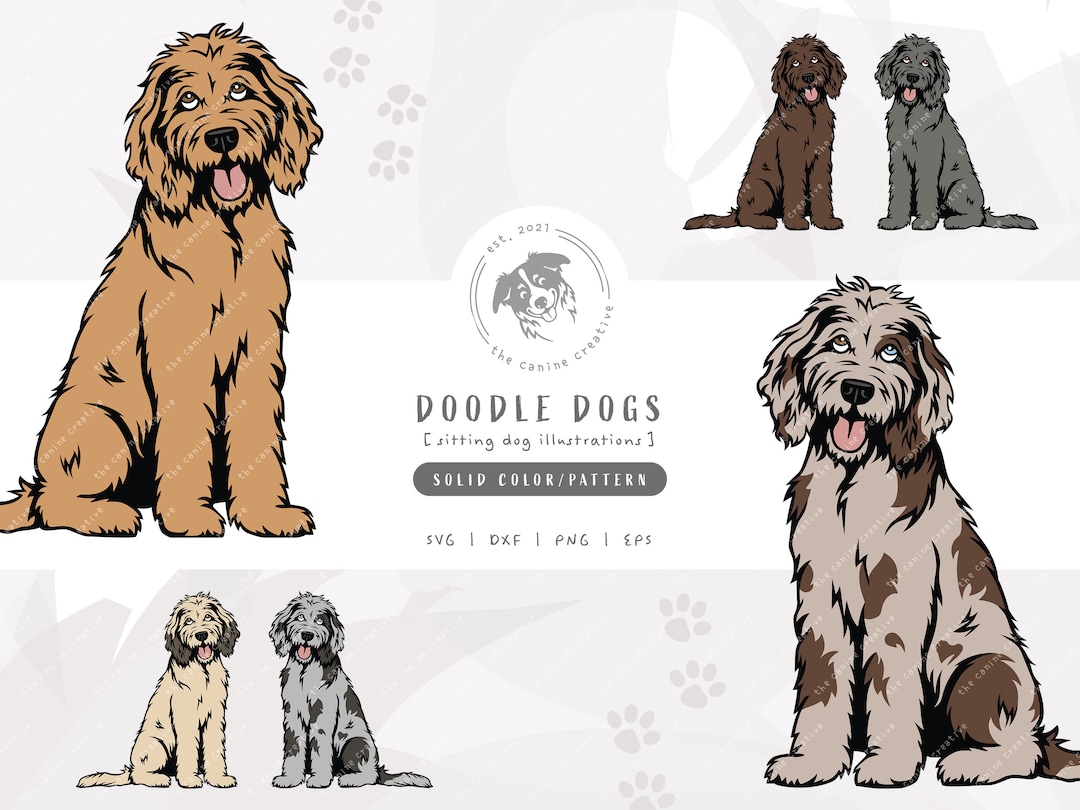 Doodle SVG, Sitting Dog SVG, Merle Aussiedoodle Png, Layered ...