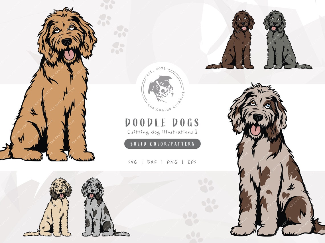 Doodle SVG Sitting Dog SVG Merle Aussiedoodle Png Layered - Etsy
