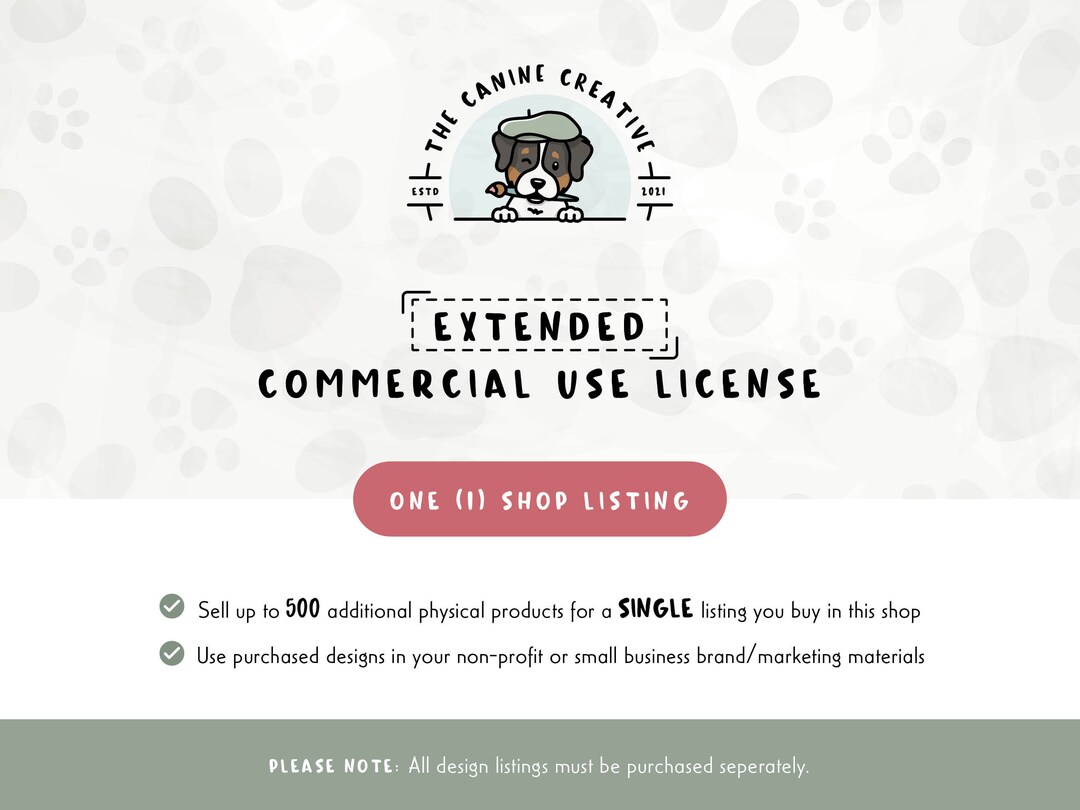 Extended Commercial Use License for 500 Physical Products Single Shop ...