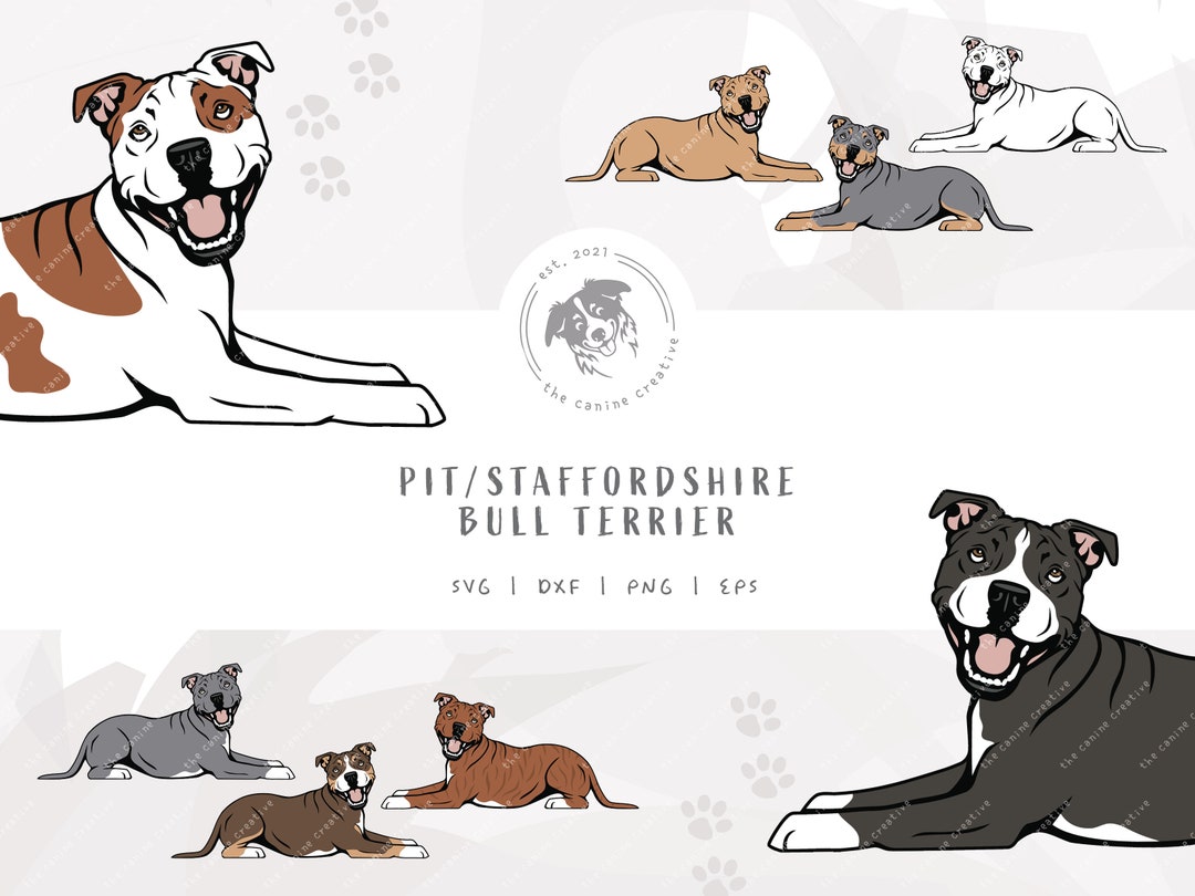 Pit Bull SVG, Staffordshire Dog PNG, Dog Laying Down Clipart, Layered ...