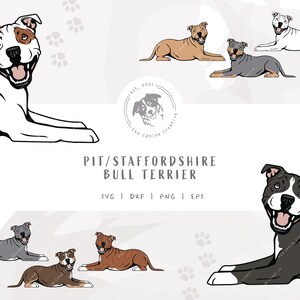 Pit Bull SVG, Staffordshire Dog PNG, Dog Laying Down Clipart, Layered ...