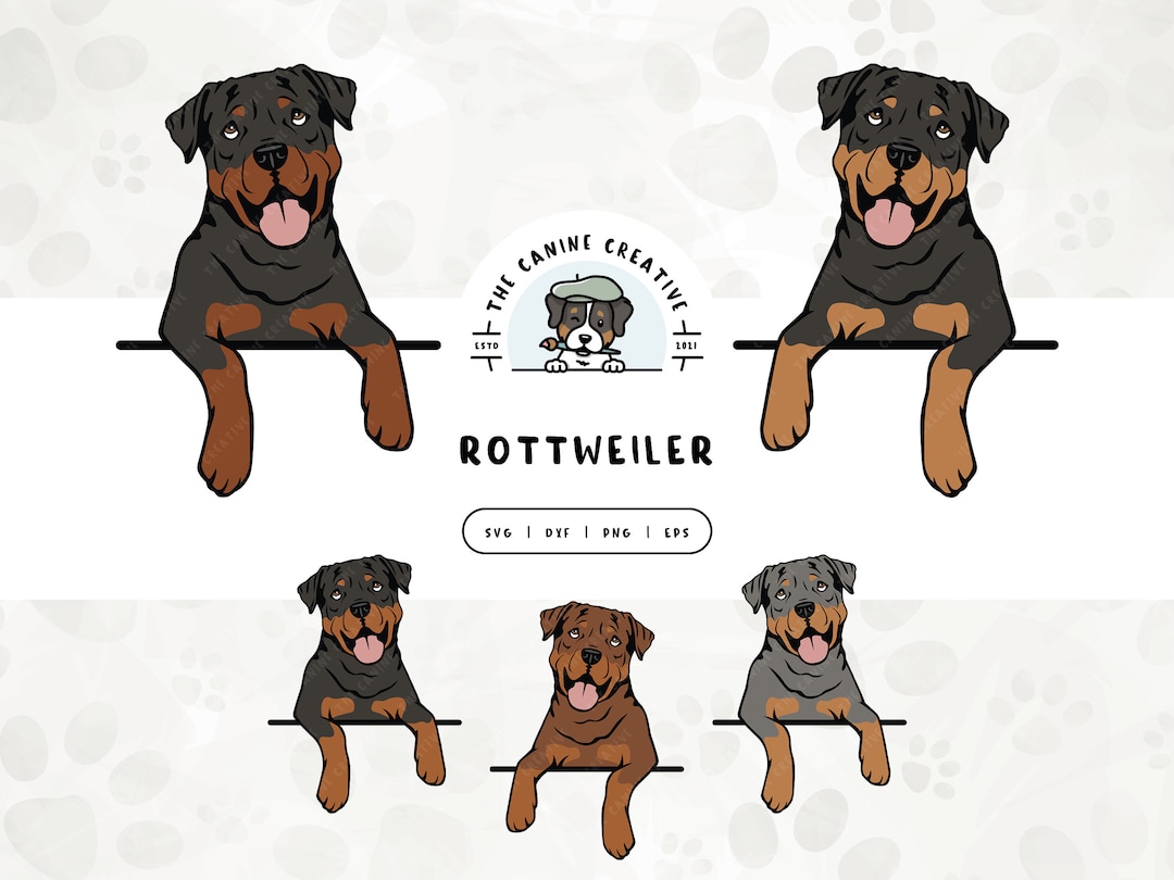 Rottweilers SVG, Rottweiler PNG, Peeking Dog #2 Illustration, Rottie ...