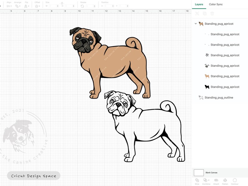 Pug SVG Standing Dog Design Brindle Pug Clip Art Fawn Pug - Etsy