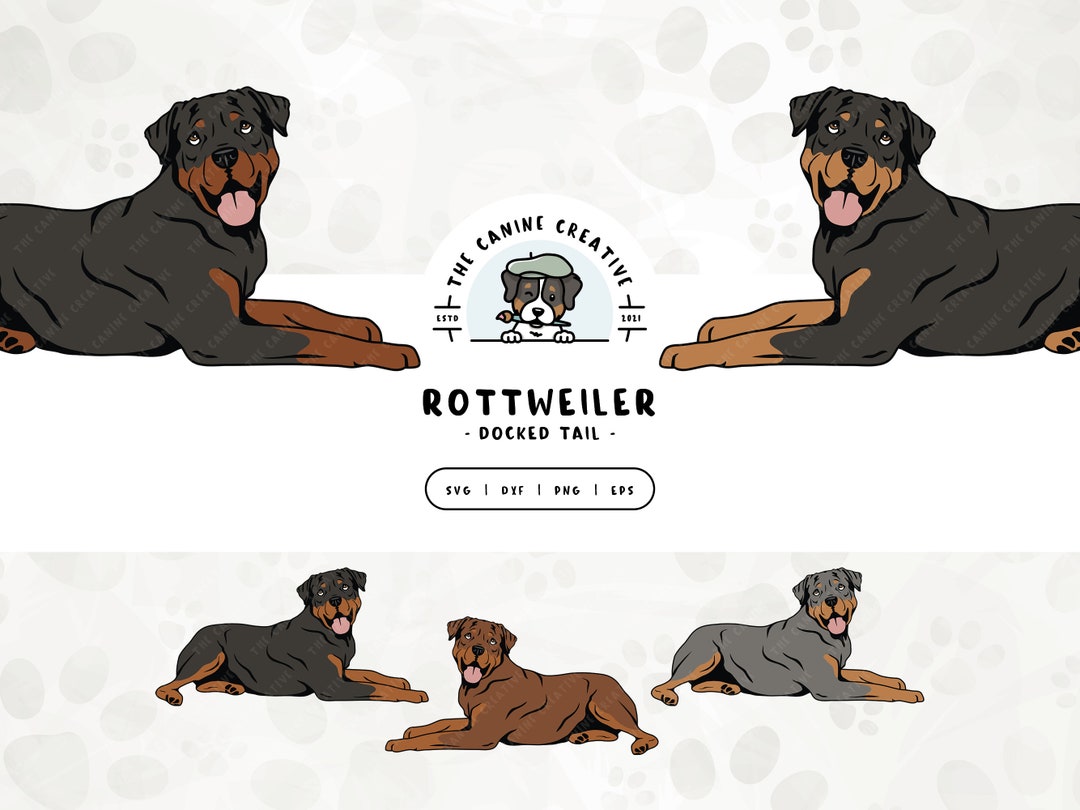 Rottweilers SVG, Docked Tail Rottweiler PNG, Laying Down Dog ...