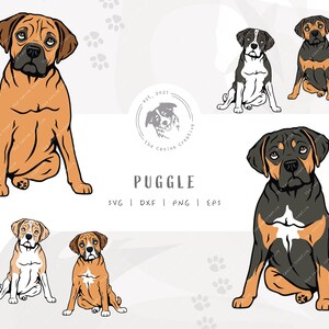 Puggle SVG, Beagle Pug Mix Breed Clipart, Dog Sitting Design, Puggle ...