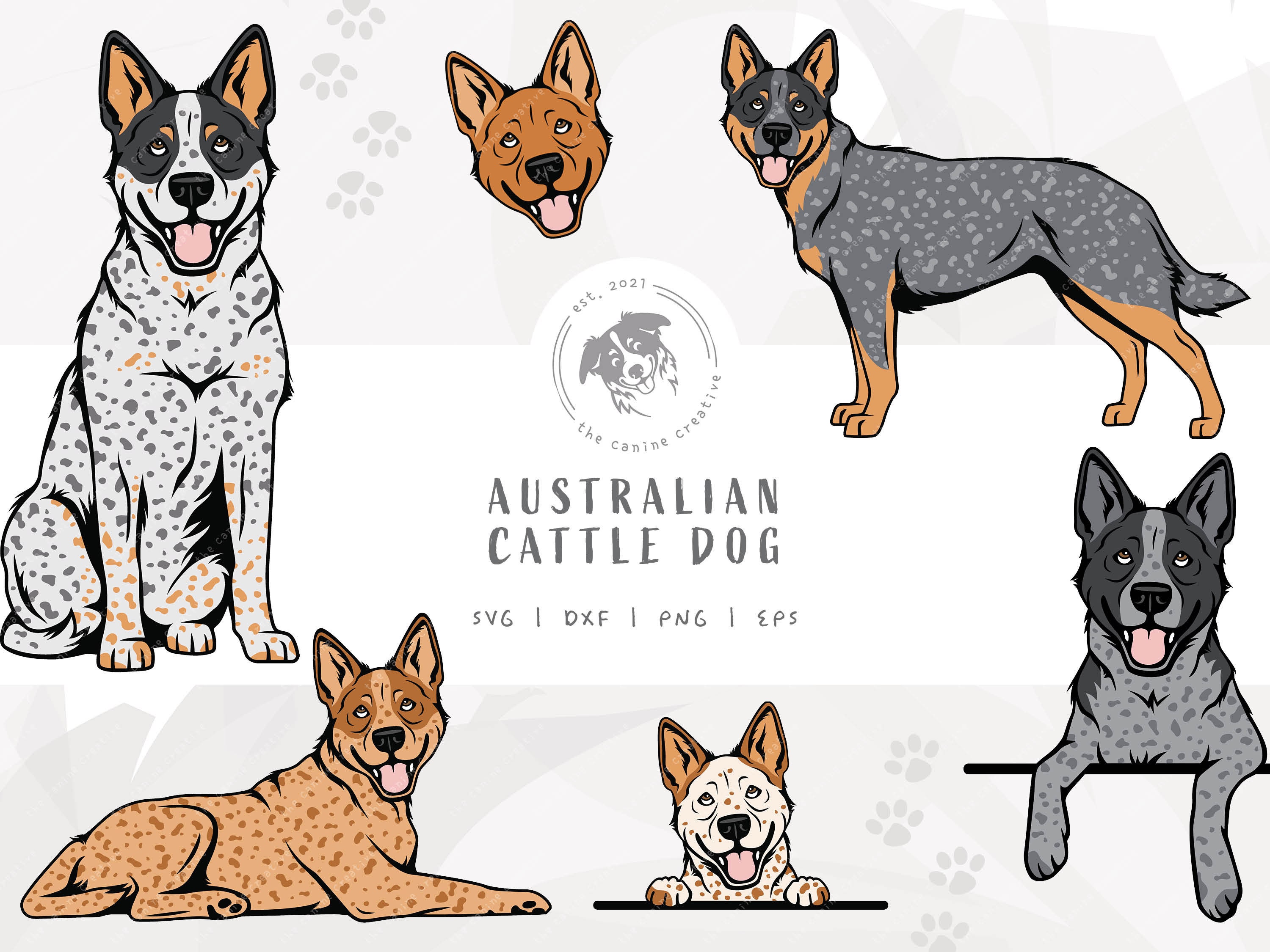 Heeler SVG Bundle, Australian Cattle Dog Clip Art, Dog Face PNG ...