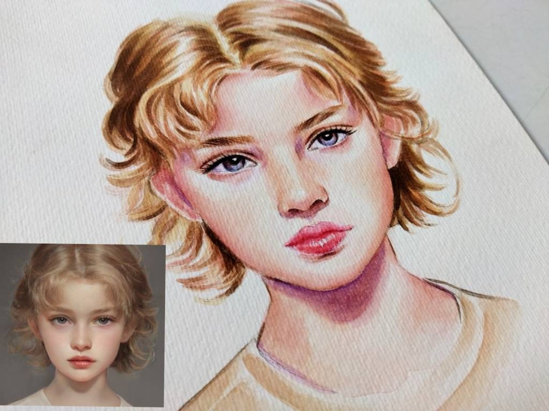 Custom Watercolor Portrait From Photo Commissioned Art, Gift for Loved ...