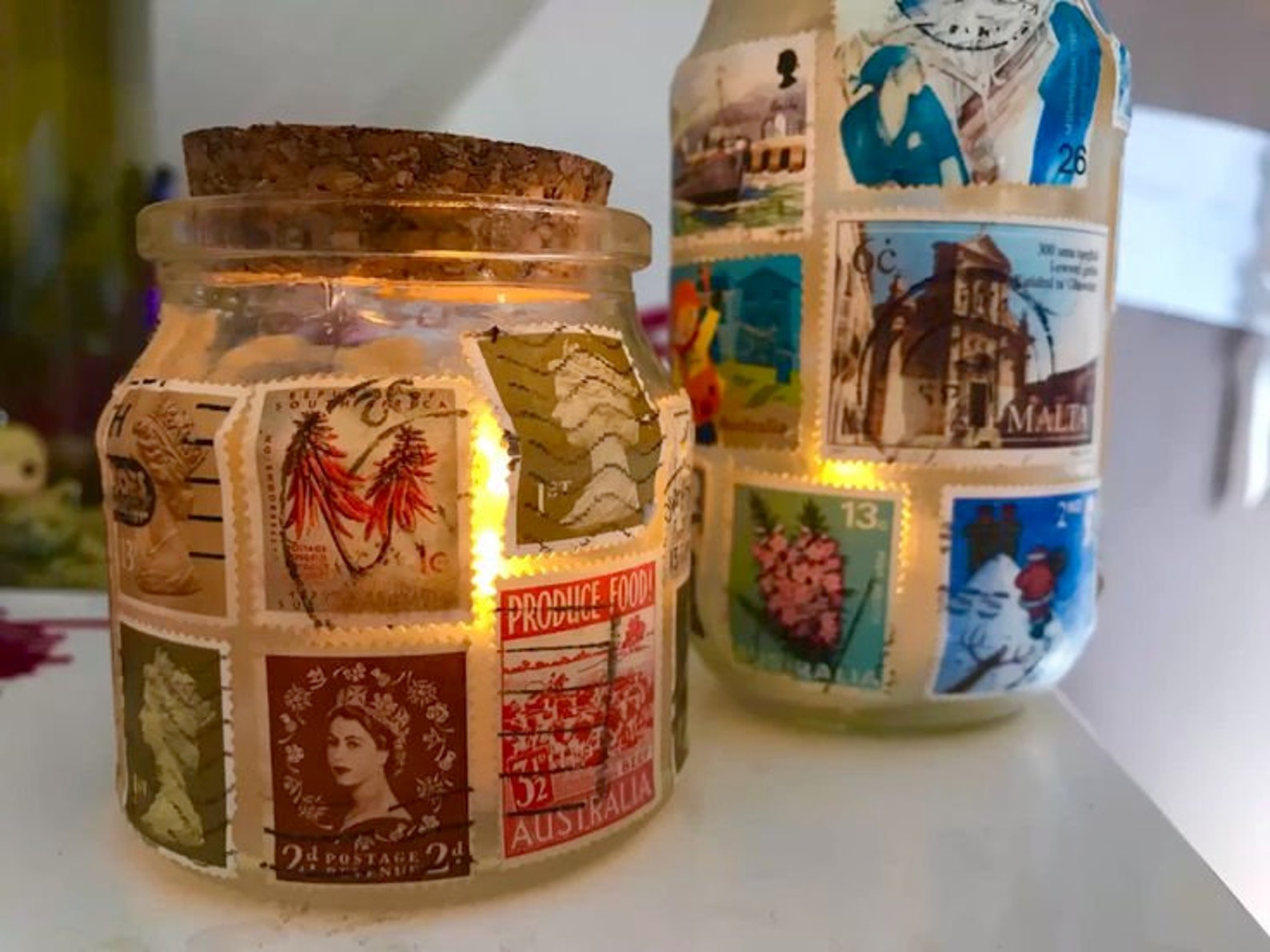 Stamp Jar Lamp | Homemade Using Recycled Materials | Vintage Style Lamp ...