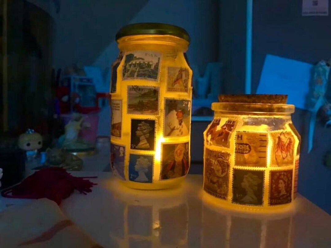 Stamp Jar Lamp | Homemade Using Recycled Materials | Vintage Style Lamp ...