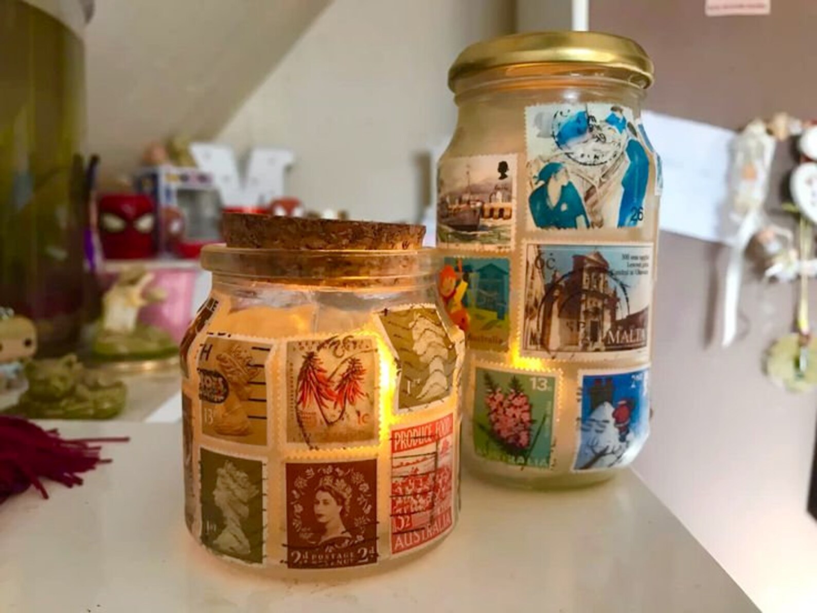 Stamp Jar Lamp | Homemade Using Recycled Materials | Vintage Style Lamp ...