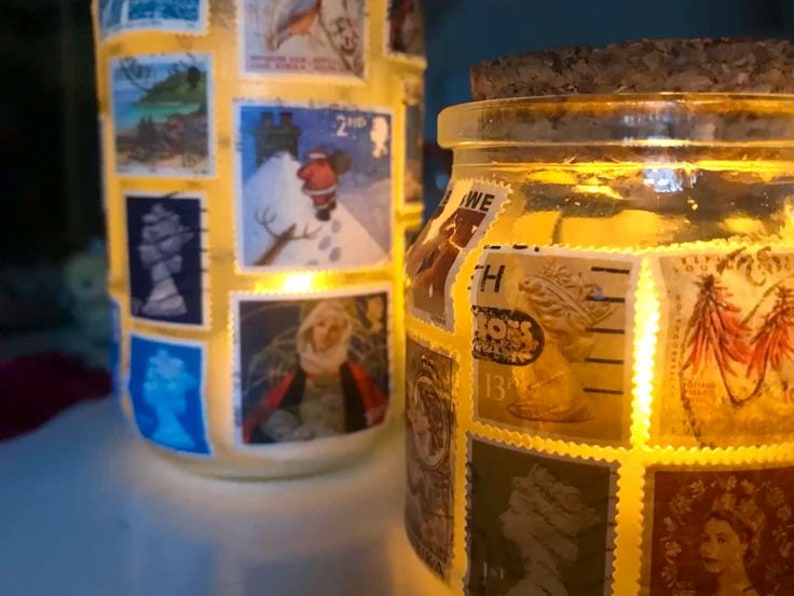 Stamp Jar Lamp | Homemade Using Recycled Materials | Vintage Style Lamp ...