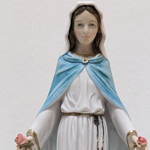 Our Lady of the Roses Statue 32 Cm (12,59'') in Marble Powder, Made in ...
