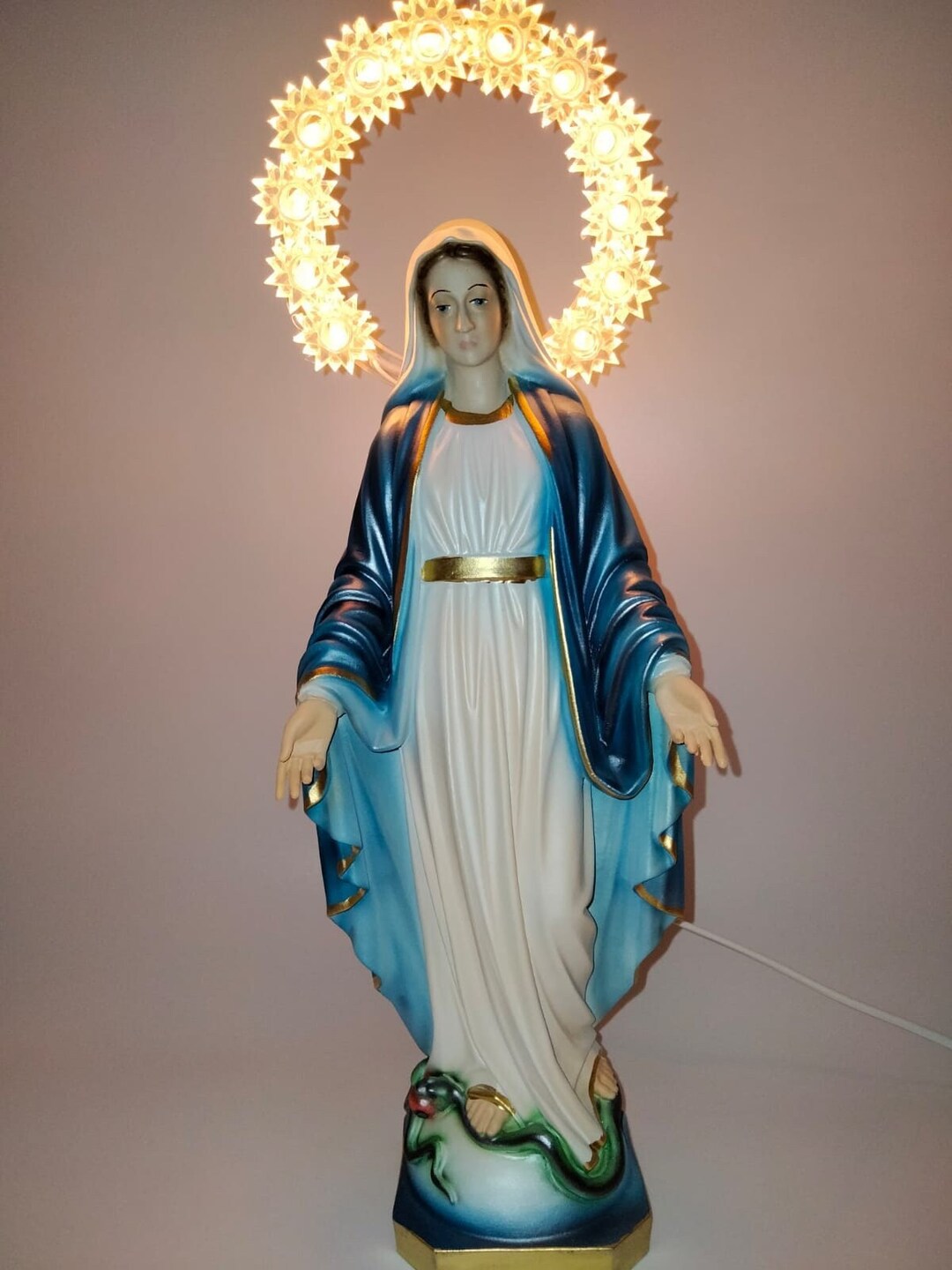 Our Lady of Grace Statue Cm 30 (inches 11,81) With Illuminated Halo - Etsy