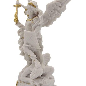 Statue of St. Michael the Archangel in White Marble Powder, 25 Cm High ...