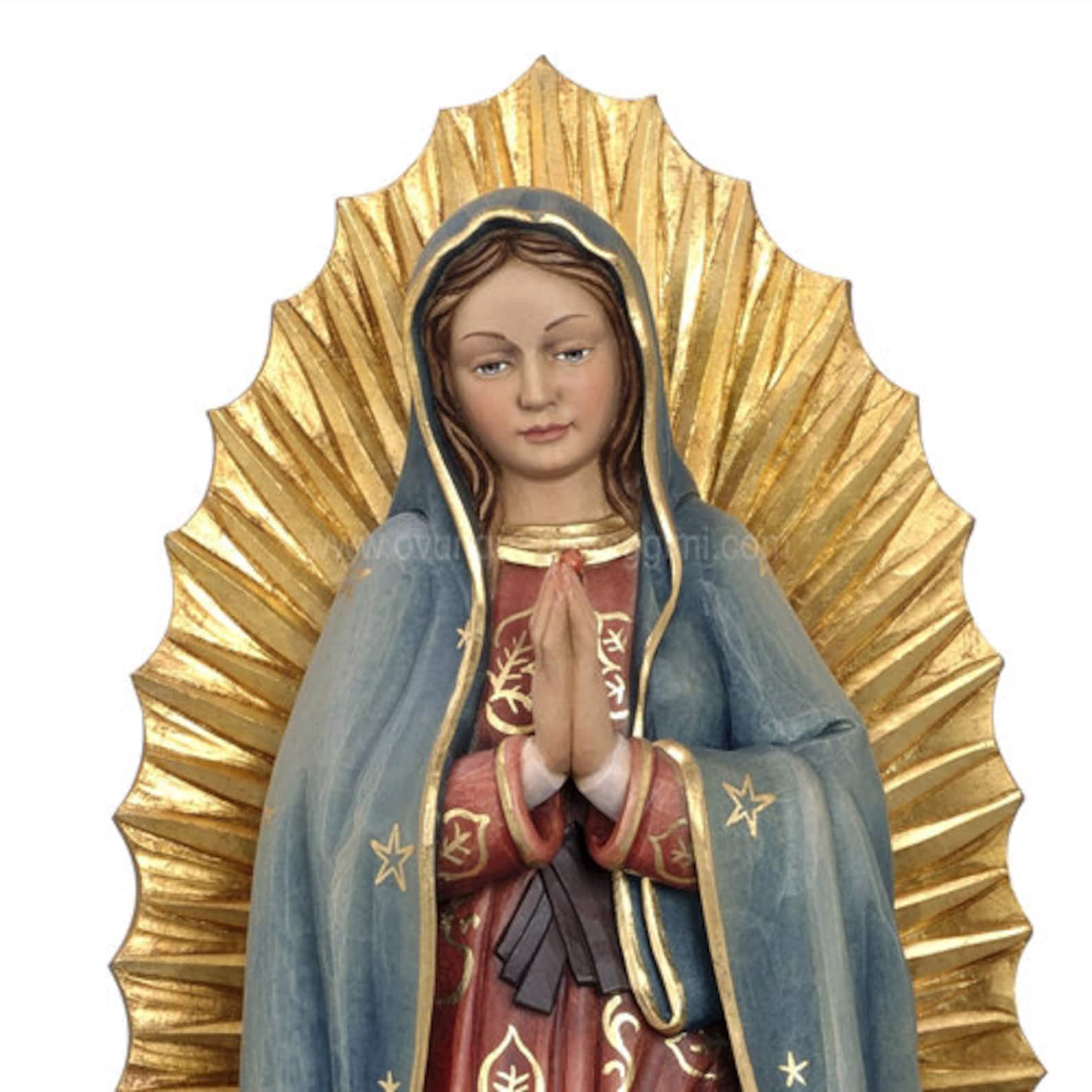 Wooden Statue of Our Lady of Guadalupe, Hand-painted in Val Gardena ...