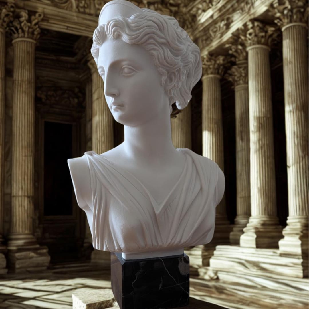 Greek Goddess Artemis Statue (bust) in White Marble Powder | Head ...