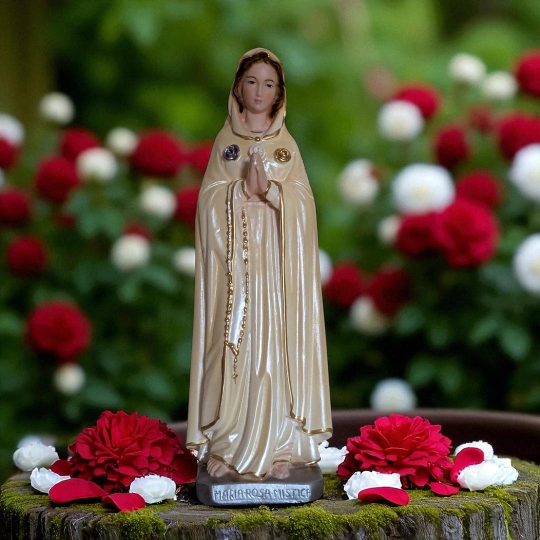 Our Lady of the Mystical Rose, 30 Cm Plaster Statue. Rosa Mystica ...