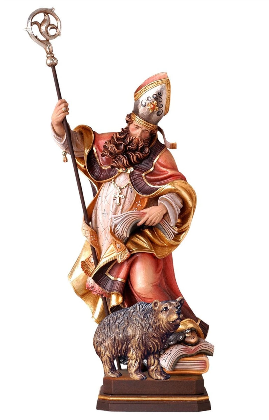 Statue of San Corbiniano in Hand Painted Wood in Val Gardena MADE IN ...