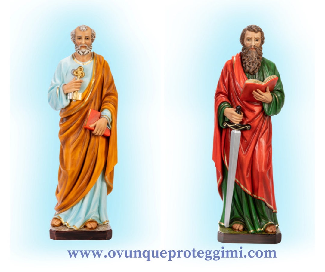 Hand Painted Resin Statue of Saint Peter 60 Cm. Suitable for Indoors ...