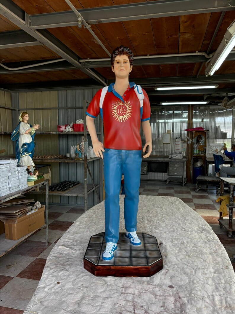 Statue of Carlo Acutis 100 Cm in Colored Resin. 39.37'' Resin Statue of ...