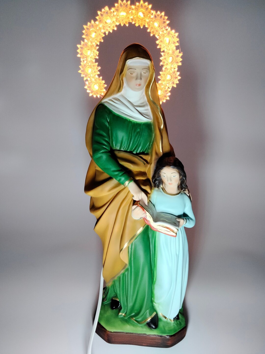 Saint Anne Resin Statue Cm. 30 (inches 11,81) With Illuminated Halo - Etsy