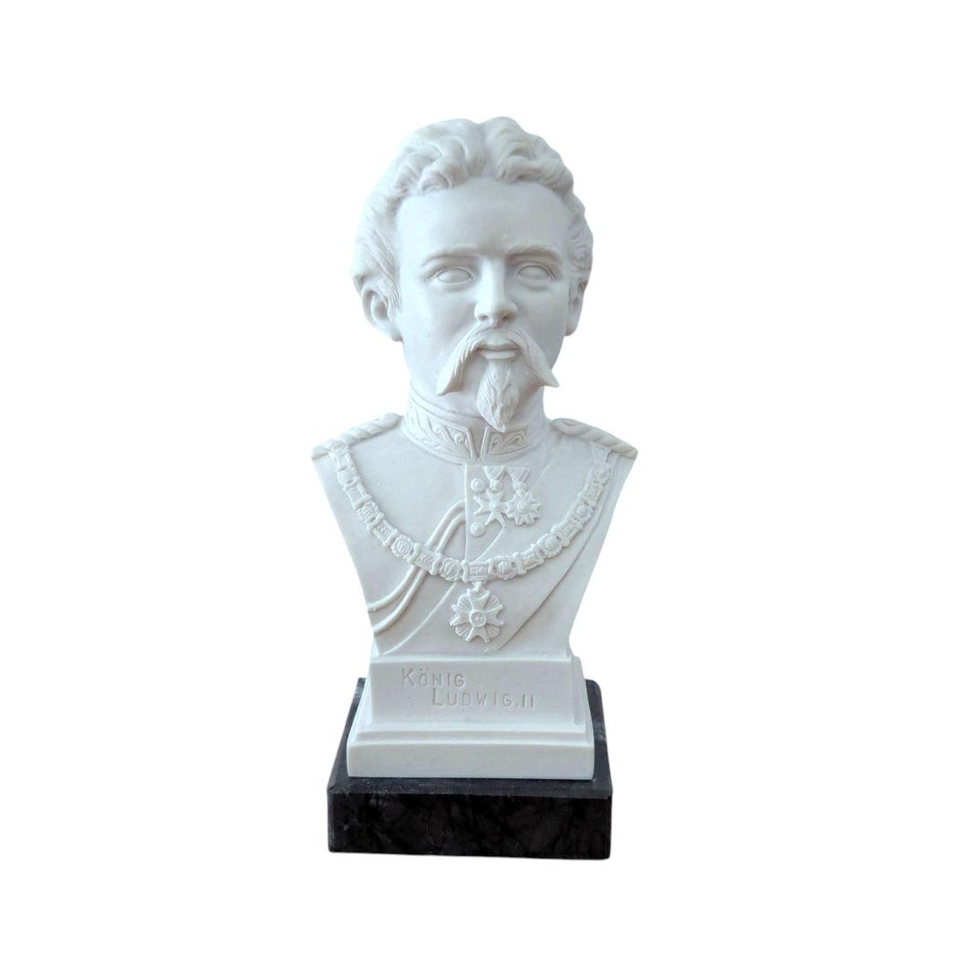 Bust of Ludwig II of Bavaria in White Marble Dust 14 Cm | Italy | 5.51 ...