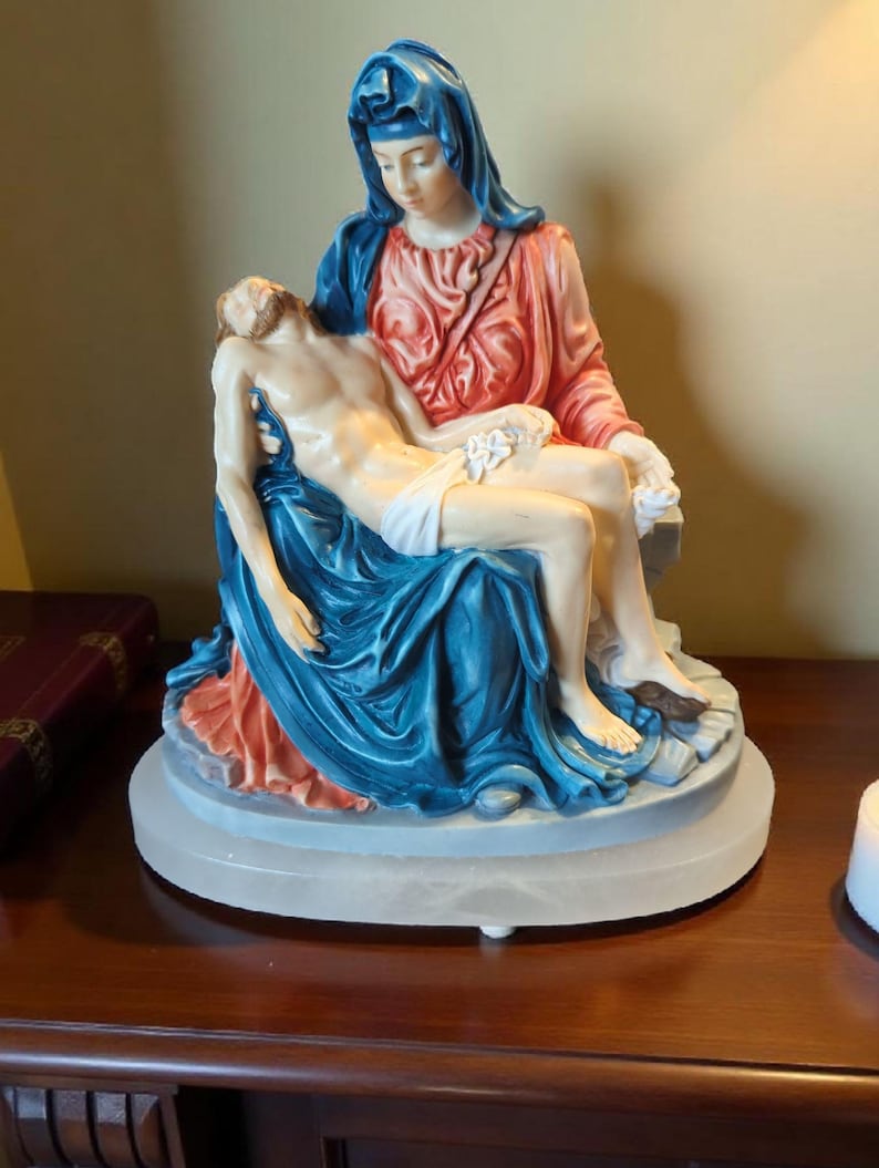 Hand-painted Marble Dust Statue of the Pietà, 16 Cm High. 6.30'' Pieta ...