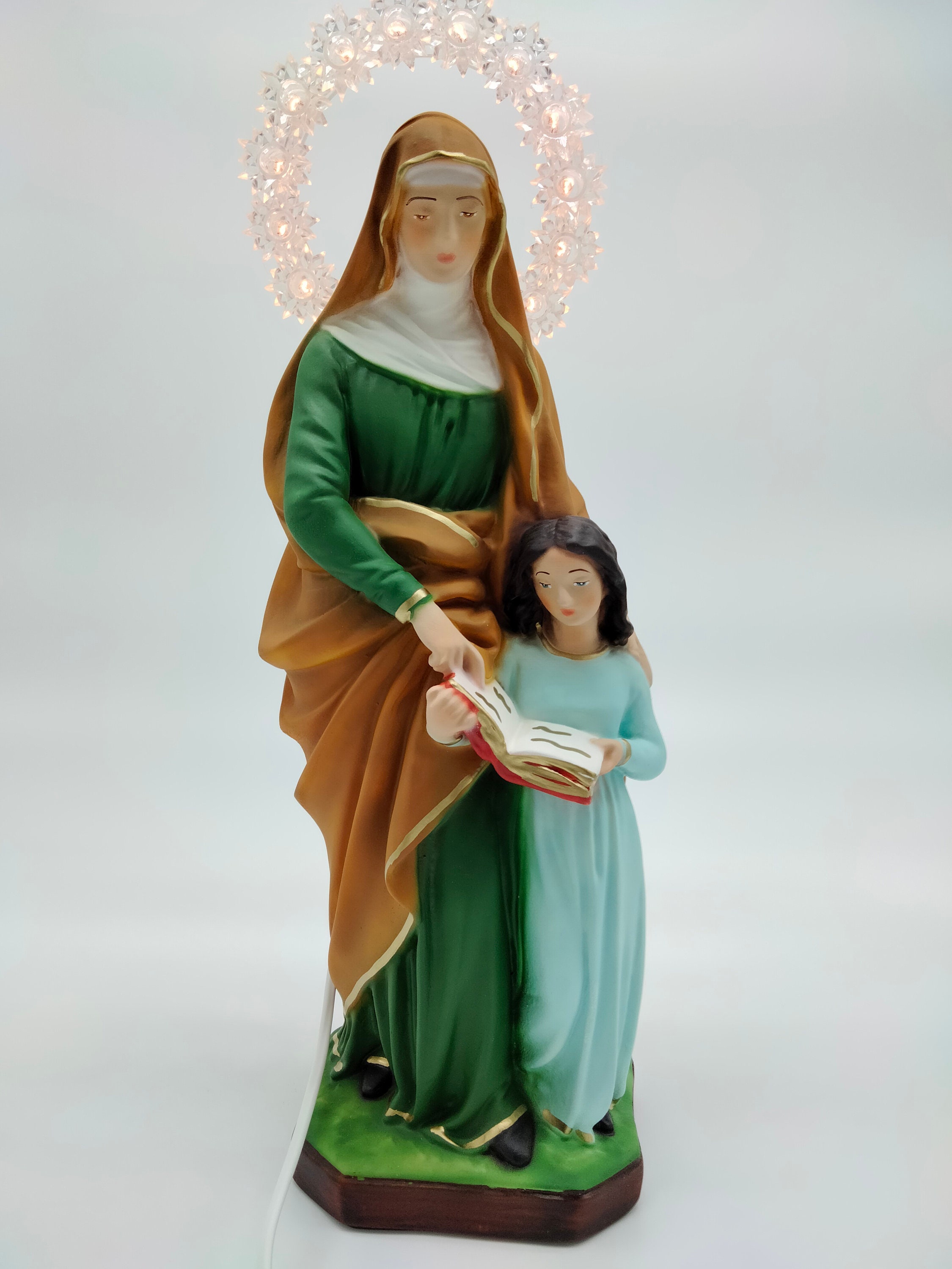 Saint Anne Resin Statue Cm. 30 (inches 11,81) With Illuminated Halo - Etsy