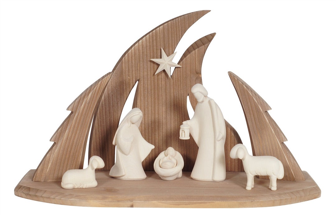 Wooden Nativity Set, Complete Wooden Nativity Scene With Modern Style ...